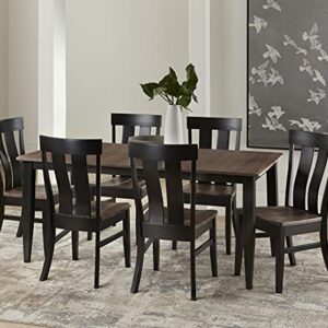 Carol's Inspirations 7 Piece Solid Wood Dining Room Set | Extendable Kitchen Table with Leaf and 6 Chairs Brown Black Rustic Rectangle Eased Edge Distressing Made in USA, &