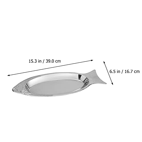 DOITOOL Fish Serving Platter Fish Shaped Plate Stainless Steel Fish Dish Metal Food Serving Trays for Meat Appetizers Dessert Fish