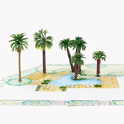 Darovly 30Pcs Palm Model Trees 1.97-3.54 inch (5-9cm) Green Palm Train Model Trees Diorama Scenery for Miniature Landscape Model Train Railways Building Decoration