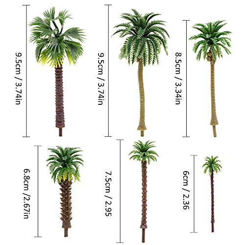 Darovly 30Pcs Palm Model Trees 1.97-3.54 inch (5-9cm) Green Palm Train Model Trees Diorama Scenery for Miniature Landscape Model Train Railways Building Decoration