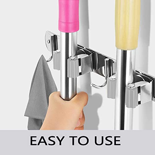 Broom Mop Holder Wall Mount Heavy Duty Tool, Garage Storag Racks Wall Mounted Broom Hanger for Home, Kitchen, Garden, Garage, Landry Organization and Storage