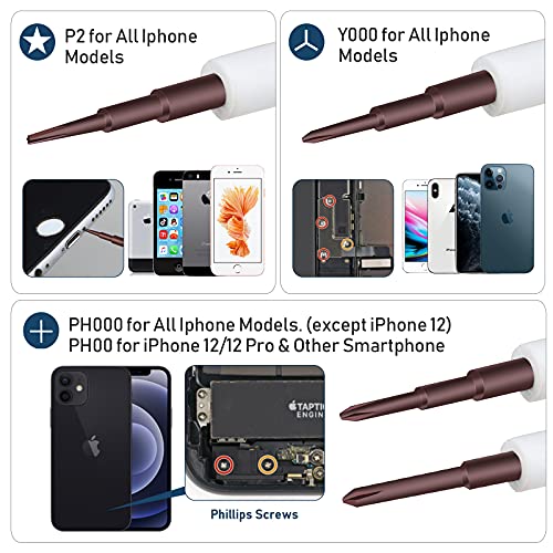 Cell Phone Repair Tool Kit for iPhone, Novoard 14pc Apple iPhone Screwdriver Set with 8 iPhone Tools, Magnetic Phillips, Pentalobe, Triwing, Standoff Screwdriver and Nut Driver for All iPhone Models