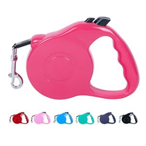 [upgraded version] dunhuang retractable dog leash for x-small/small/medium dogs, pet walking leash with anti-slip handle, 10/16 ft strong nylon tape, tangle-free, one-handed lock & release