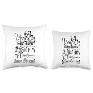 64th Wedding Anniversary Women Outfits Shop 64th Wedding Anniversary for Her & Wife 64 Years of Marriage Throw Pillow, 16x16, Multicolor