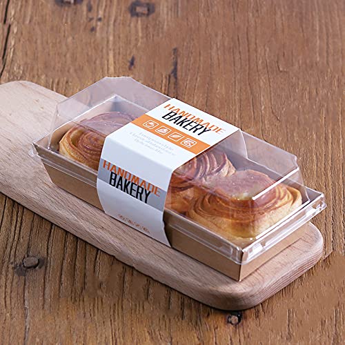 XIAOHONG 50 Pack Paper Charcuterie Boxes with Clear Lids, 7.5'' Brown Disposable Food Containers Bakery Boxes for Sandwich,cake roll, Hot Cocoa Bombs, Strawberries, Cookies