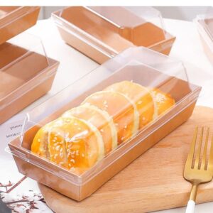 XIAOHONG 50 Pack Paper Charcuterie Boxes with Clear Lids, 7.5'' Brown Disposable Food Containers Bakery Boxes for Sandwich,cake roll, Hot Cocoa Bombs, Strawberries, Cookies