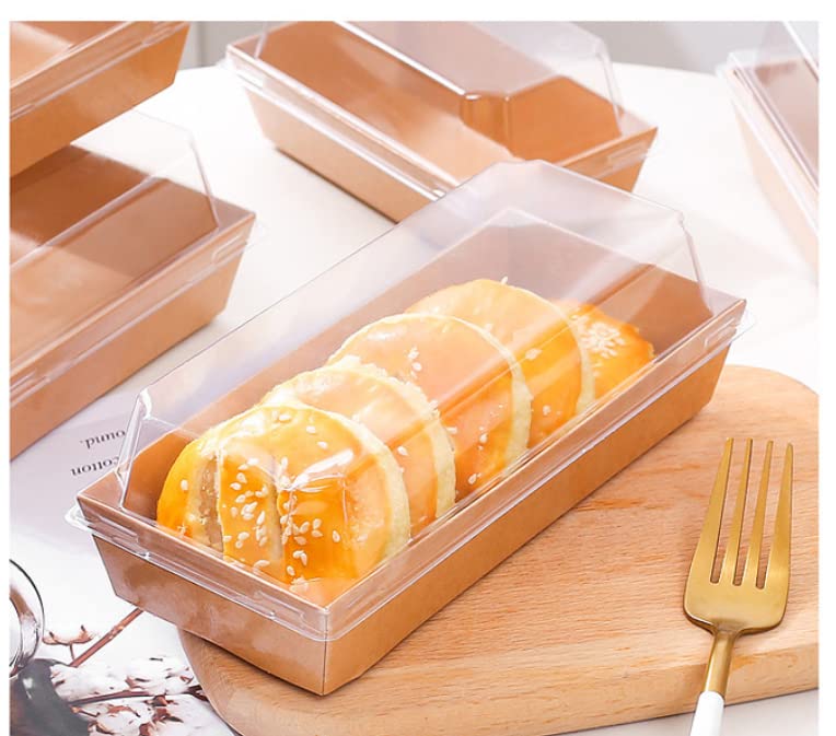 XIAOHONG 50 Pack Paper Charcuterie Boxes with Clear Lids, 7.5'' Brown Disposable Food Containers Bakery Boxes for Sandwich,cake roll, Hot Cocoa Bombs, Strawberries, Cookies