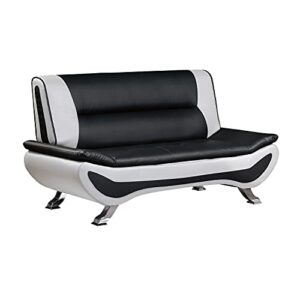 lexicon arques two tone faux leather living room love seat, 63.5" w, black and white