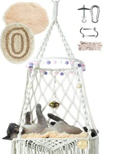 karceey hanging cat hammock bed,9 pcs macrame cat swing bed,macrame hanging cat bed, with 2 catnip mat bed