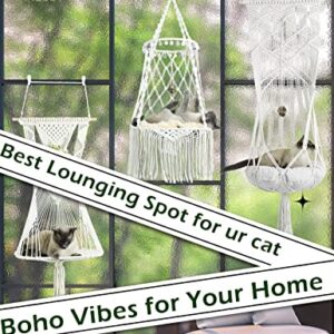 KARCEEY Hanging Cat Hammock Bed,9 Pcs Macrame Cat Swing Bed,Macrame Hanging Cat Bed, with 2 Catnip Mat Bed