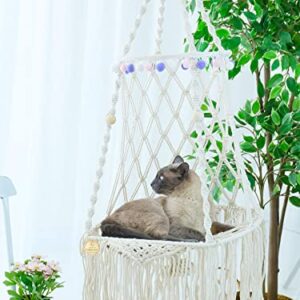 KARCEEY Hanging Cat Hammock Bed,9 Pcs Macrame Cat Swing Bed,Macrame Hanging Cat Bed, with 2 Catnip Mat Bed