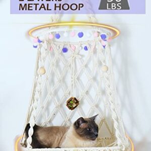 KARCEEY Hanging Cat Hammock Bed,9 Pcs Macrame Cat Swing Bed,Macrame Hanging Cat Bed, with 2 Catnip Mat Bed