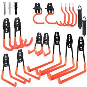 serpure 17 pack garage hooks heavy duty with extension cord organizer & bike hooks, tool gifts for men, gifts for dad, garage storage hooks for hanging ladders, bikes and bulky items