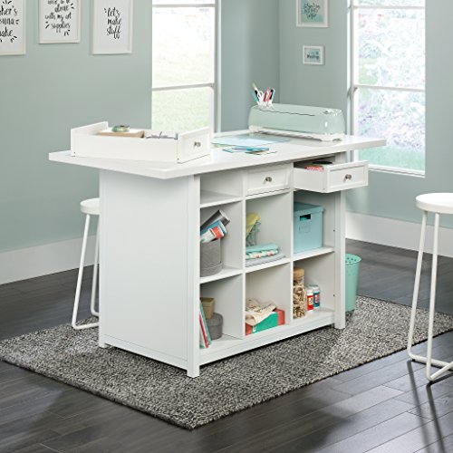 Sauder Craft Pro Series Work Table, White Finish & Craft Pro Series Craft Tower, White Finish