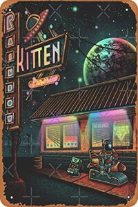 good music rainbow kitten surprise band poster 12" x 8" vintage metal tin sign home decor garage man cave wall art