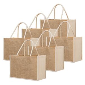 toptie 6 pcs jute tote bags reusable burlap grocery shopping bags bridesmaid wedding gift bag