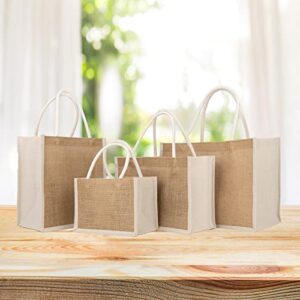 TOPTIE 6 PCS Jute Tote Bags Reusable Burlap Grocery Shopping Bags Bridesmaid Wedding Gift Bag