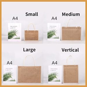 TOPTIE 6 PCS Jute Tote Bags Reusable Burlap Grocery Shopping Bags Bridesmaid Wedding Gift Bag