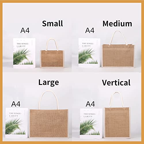 TOPTIE 6 PCS Jute Tote Bags Reusable Burlap Grocery Shopping Bags Bridesmaid Wedding Gift Bag