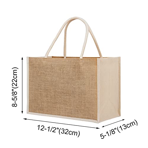 TOPTIE 6 PCS Jute Tote Bags Reusable Burlap Grocery Shopping Bags Bridesmaid Wedding Gift Bag