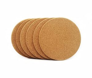 fannuoncc 7.5" cork trivet for kitchen hot plate coaster pads, high heat pot, heat food rack, natural plants heat resistant cork placemat (6 pack)