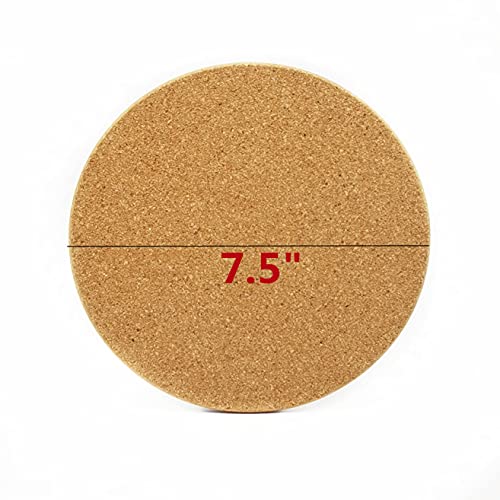 Fannuoncc 7.5" Cork Trivet for Kitchen Hot Plate Coaster Pads, High Heat Pot, Heat Food Rack, Natural Plants Heat Resistant Cork Placemat (6 Pack)