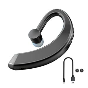 Saycker Bluetooth 5.0 Ear Hook Wireless Headphone, Bluetooth Earpiece, Ear Plug Headset with Microphone, Single Ear Noise Cancelling Earphones Painless Wearing, for Outdoor(Black)