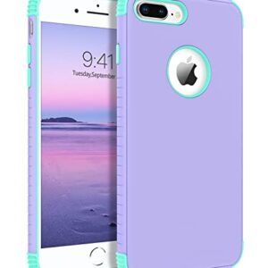 BENTOBEN iPhone 8 Plus Case, iPhone 7 Plus Case, 2 in 1 Slim Hybrid Shockproof Hard PC Bumper Rugged Drop Protective Phone Case Cover for iPhone 8 Plus / 7 Plus 5.5 inch, Purple/Green