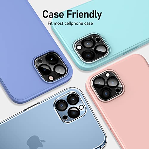 [4 Pack]iVoler Camera Lens Protector Designed for iPhone 13 Pro Max 6.7”/13 Pro 6.1” Screen Protector Tempered Glass[Case Friendly][New version],Scratch-Resistant,Easy Installation,Clear+Black Circle