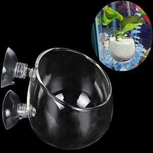 bilindasly 1pcs crystal glass aquatic plant cup pot holder, aquatic planter aquarium tank live plant pot red shrimp holder with suction cups for fish tank aquarium decor