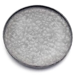 funerom 9.8 inch small round galvanized metal tray decorative tray corrugated edges