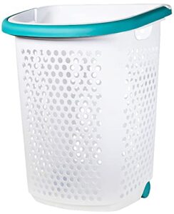 cr-fuse bushel home logic rolling hamper with pop-up handle, white