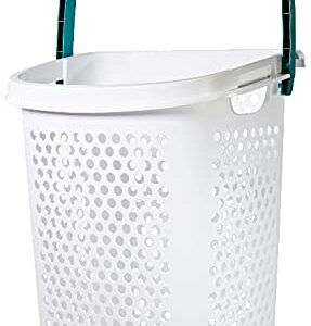 CR-FUSE Bushel Home Logic Rolling Hamper with Pop-Up Handle, White