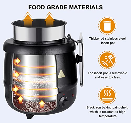 Food Soup Kettle Warmer with Ladle Countertop Cheese Warmer Catering Soup Warmer Commercial for Buffet Food Warmer Party