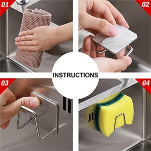 Sink Sponge Holder- 3pcs Sink Caddy Sponge Holder Strong Adhesive Sponge Holders Rustproof & Waterproof for Kitchen Sink Loofah Holder Modern Storage