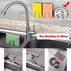 Sink Sponge Holder- 3pcs Sink Caddy Sponge Holder Strong Adhesive Sponge Holders Rustproof & Waterproof for Kitchen Sink Loofah Holder Modern Storage