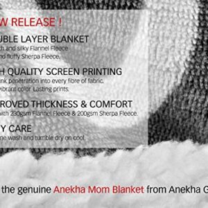 Anekha Mom Blanket – Double Layer Sherpa Fleece – Soft Fluffy Throw, Quality Print – 'Thank You Mom, I Love You' – from Daughter, Son – Gift for Birthday, Mother's Day, Christmas, etc. (Smoky Grey)