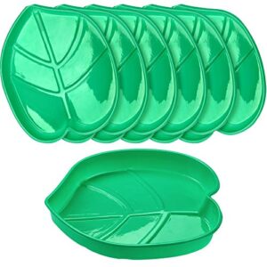 12 Pieces Palm Leaf Plates Hawaii Style Snack Tray Reusable Cookies Candy Dip Palm Leaf Serving Platter Green Plastic Food Tray Luau Party Palm Leaf Plates for Jungle Safari Tropical Birthday Supplies