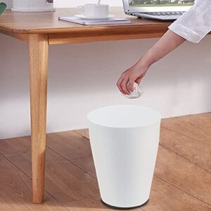 Feisco Small Trash Can,Plastic Round Bathroom Wastebasket Garbage Can for Bathroom Bedroom Kitchen Office (White, Pack of 2)