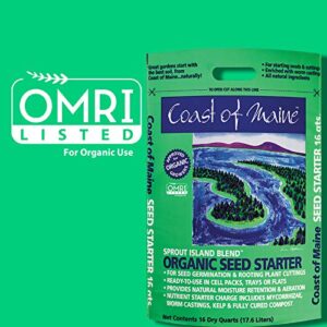 Coast of Maine Sprout Island Organic Seed Starter with All Natural Ingredients for Root Plant Cuttings and Seed Germination, 16 Quarts