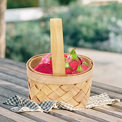 4pcs Mini Woven Baskets with Handles Rustic Wedding Flower Girl Basket Flower Candy Chocolate Gift Box for Wedding Easter Party Favors