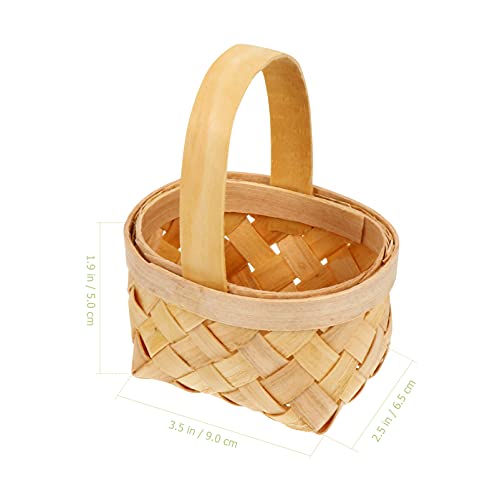 4pcs Mini Woven Baskets with Handles Rustic Wedding Flower Girl Basket Flower Candy Chocolate Gift Box for Wedding Easter Party Favors