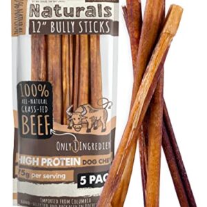 Mighty Paw Naturals Bully Sticks | All-Natural Protein-Rich Dog Chews from Grass-Fed Beef. Single-Ingredient Pet Treat for Dental Health. Keeps Chewers Busy