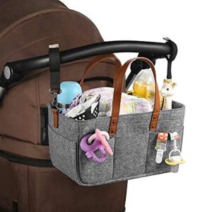 Baby Diaper Caddy Organizer - Baby Shower Basket Portable Nursery Storage Bin Car Storage Basket for Toys (Dark gray)