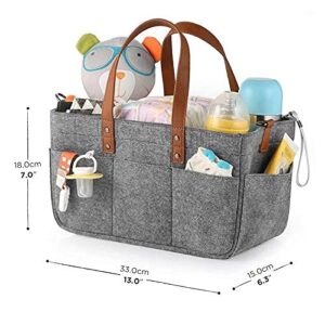 Baby Diaper Caddy Organizer - Baby Shower Basket Portable Nursery Storage Bin Car Storage Basket for Toys (Dark gray)