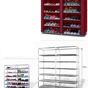 Ochine Shoe Rack Double Row Storage Organizer 6 Tier Nonwoven Fabric Cover Shoe Rack Cabinet Portable 36 Pairs Stackable Shoes Shelf Stand for Closet, Living Room, Bedroom, Hallway