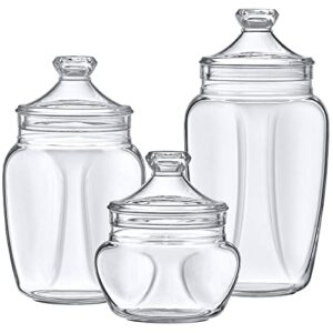 Amazing Abby - Embrace - Acrylic Bathroom Canisters (3-Piece Set), Plastic Apothecary Jars for Vanity, BPA-Free and Shatter-Proof, Great for Cotton Balls, Bath Sponges, Shower Balls, and More