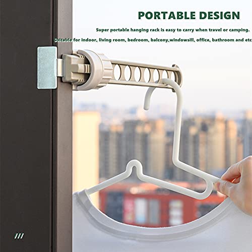 Clothes Drying Rack 2 Packs Portable Travel Hanger for Hotel Home Rotary Clip-on Hanger Holder Wall Mounted Clothes Bar for Bathroom Bedroom Laundry Room Balcony, Green & Grey