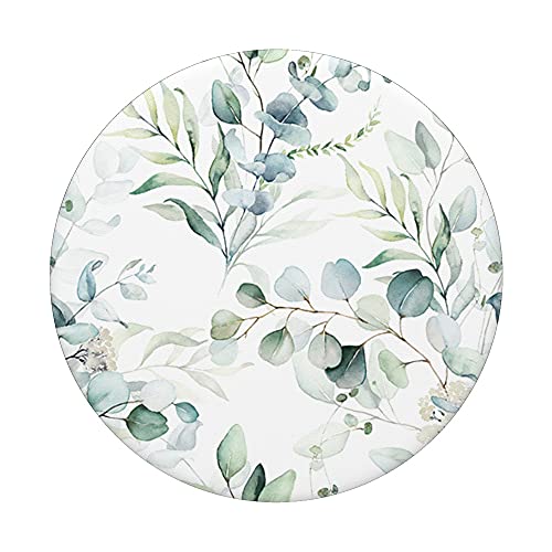 Eucalyptus navy blossom watercolor floral branches leaves PopSockets Swappable PopGrip