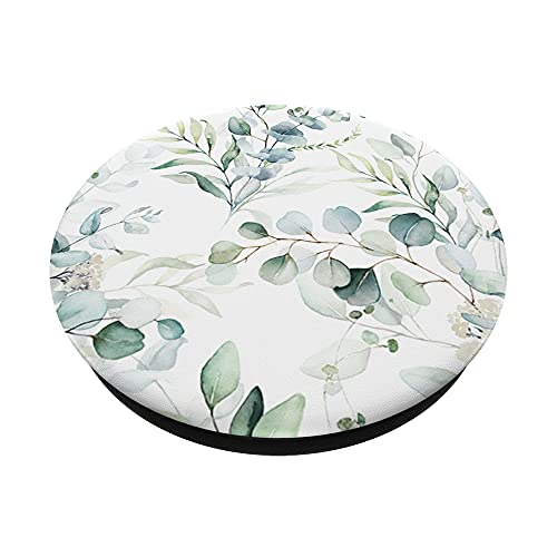 Eucalyptus navy blossom watercolor floral branches leaves PopSockets Swappable PopGrip